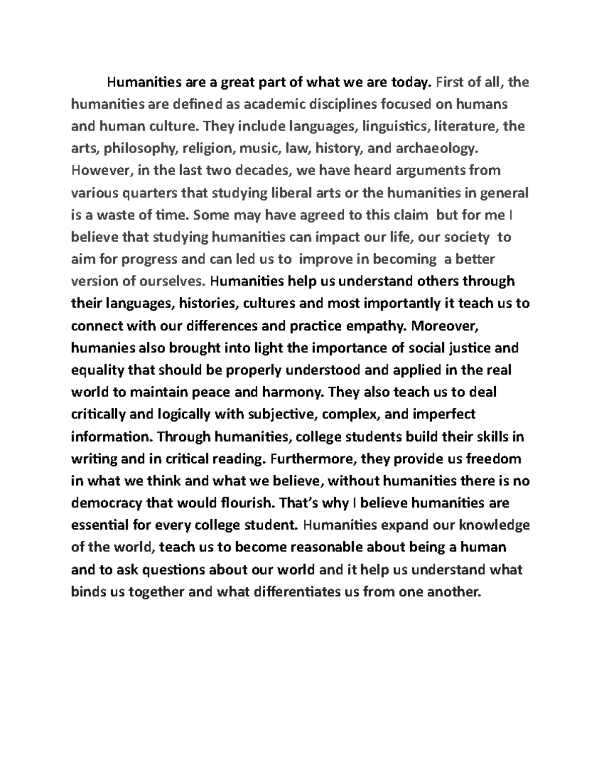 Quiz 1 edited Humanities Review about Arts - Political Science - Studocu