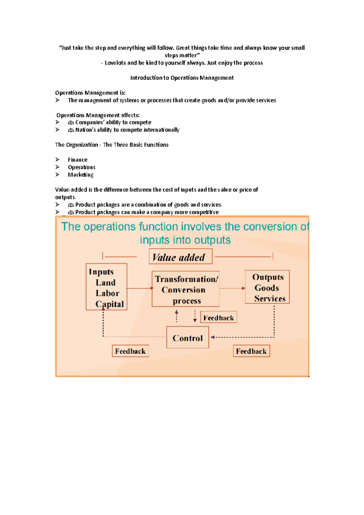OM Chapter 1-4 Reviewer - “Just take the step and everything will ...