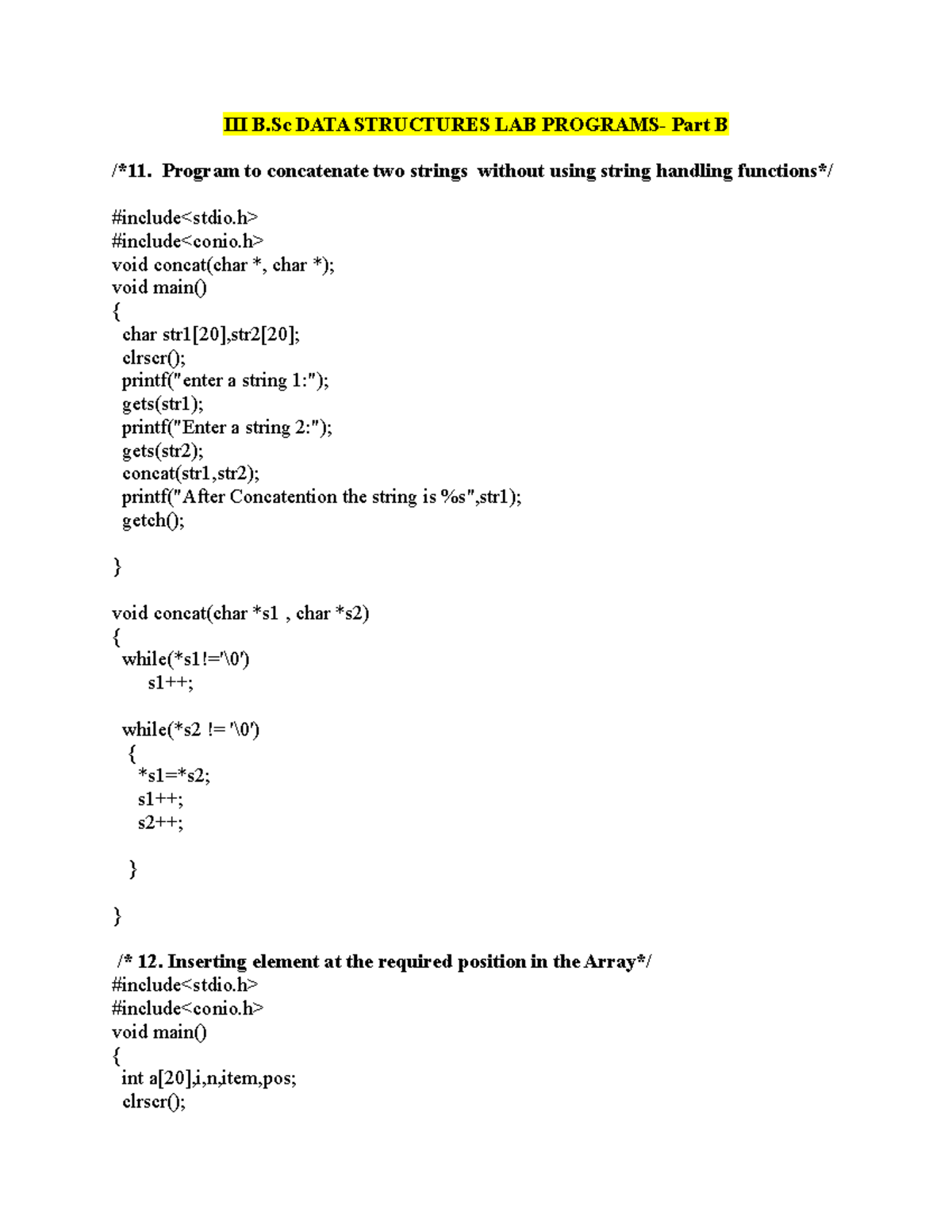 Iibca- Dslab-Part B - It's a laboratory manual. - B DATA STRUCTURES LAB ...