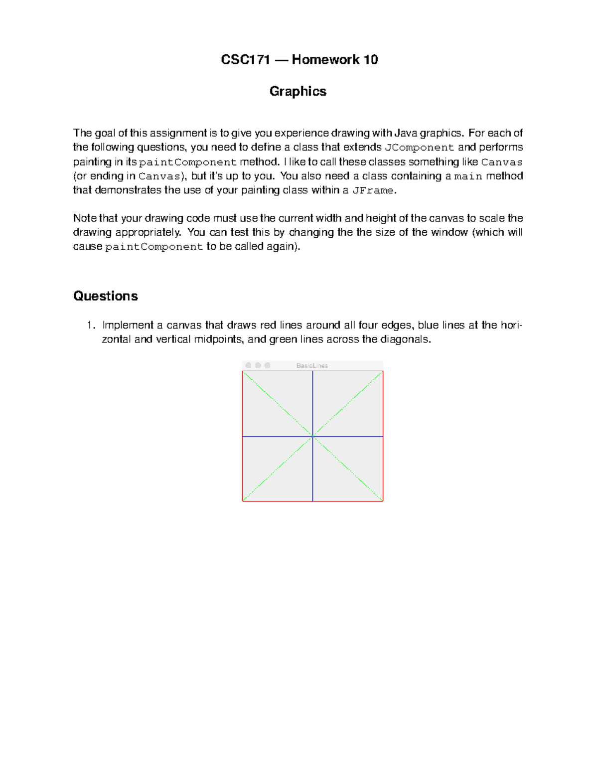 CSC171 Homework 10 - CSC171 — Homework 10 Graphics The goal of this ...