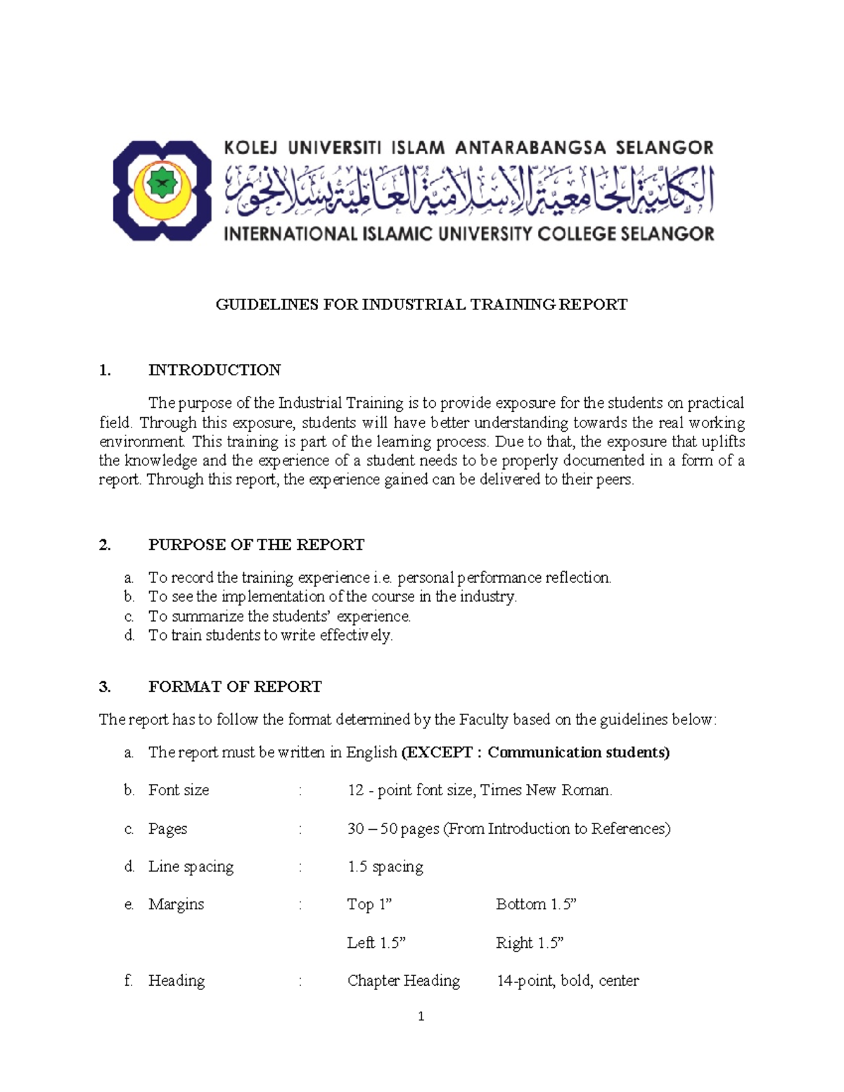Final Report Format Accounting Student - GUIDELINES FOR INDUSTRIAL ...