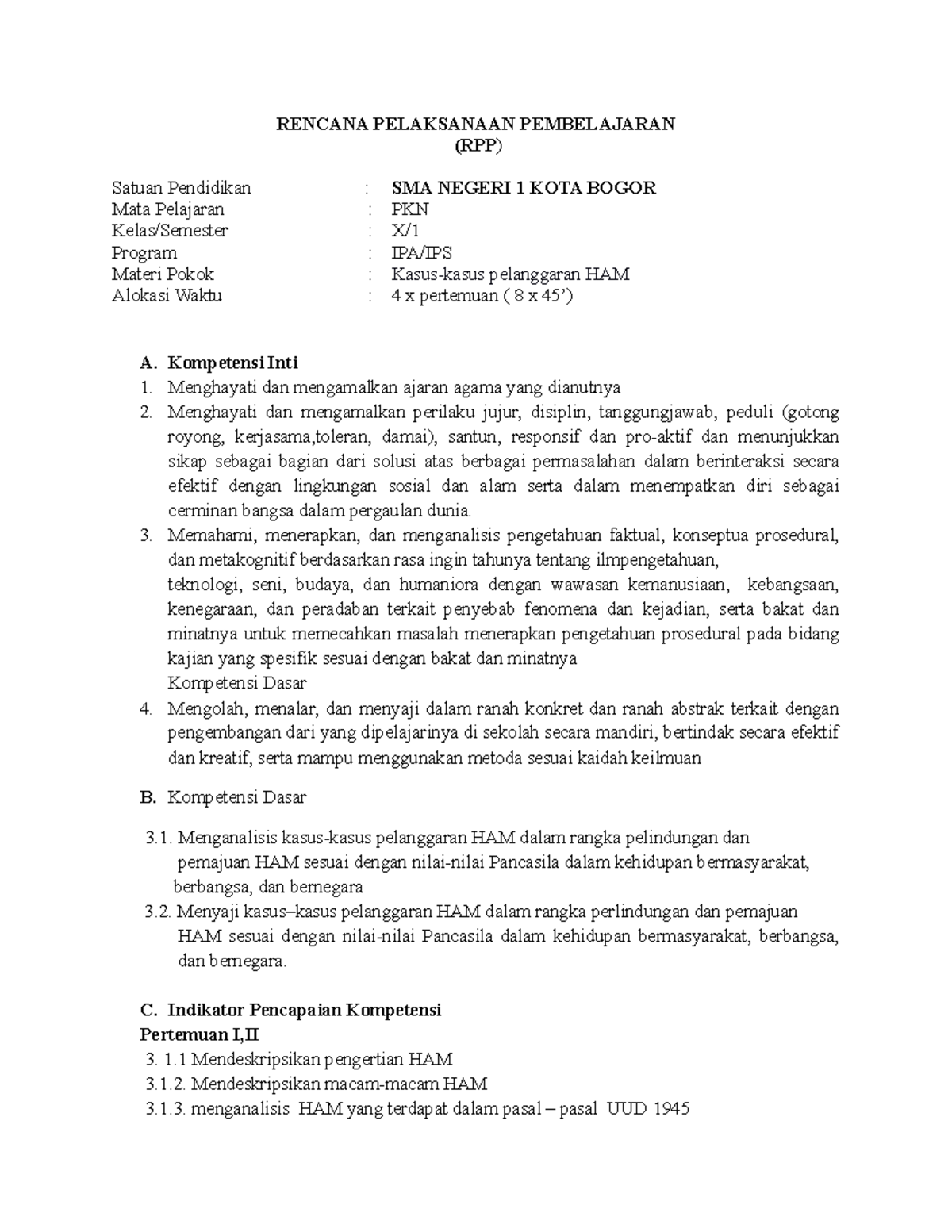 Rpp pkn x kur 013 - BUGFGDGDFDG - RENCANA PELAKSANAAN PEMBELAJARAN (RPP ...