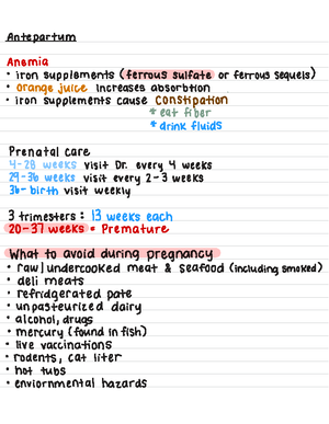 Postpartum Worksheet - Miami Dade College School of Nursing Postpartum ...