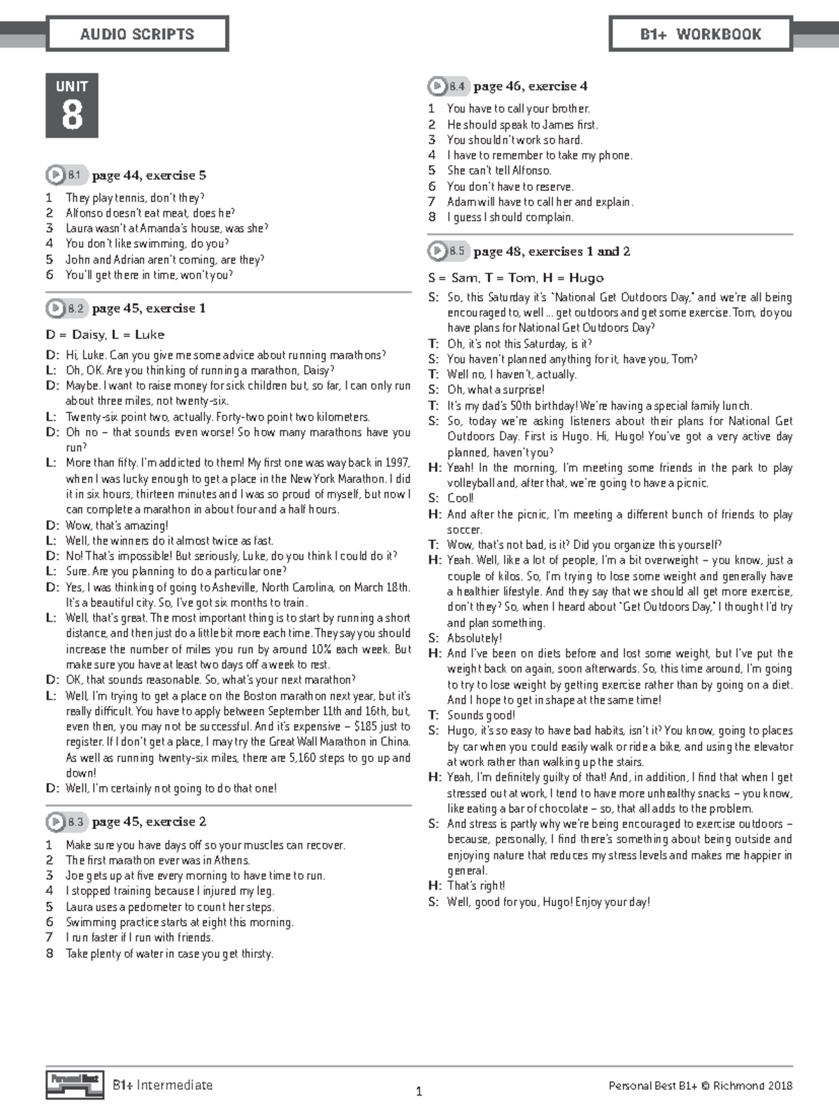 6 - please - B1+ Intermediate 1 Personal Best B1+ © Richmond 2018 AUDIO ...