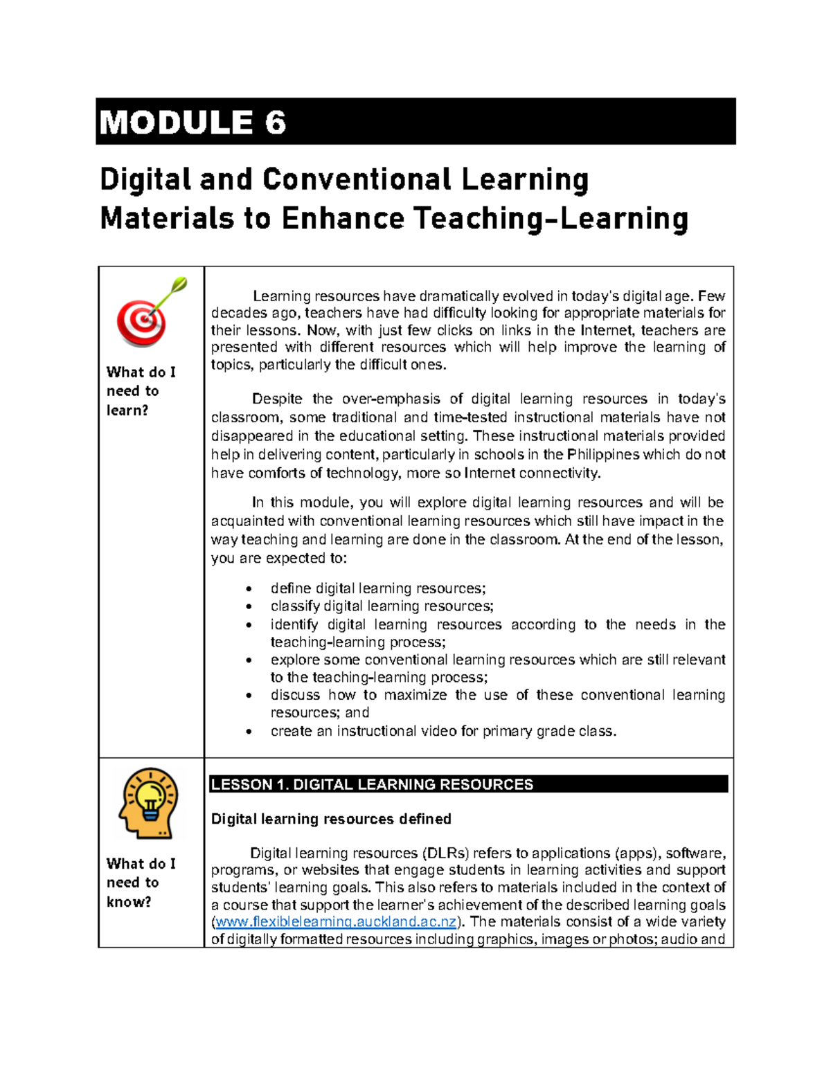 Ttl2 module 6 - Ttl2 - MODULE 6 Digital and Conventional Learning Materials to Enhance - Studocu