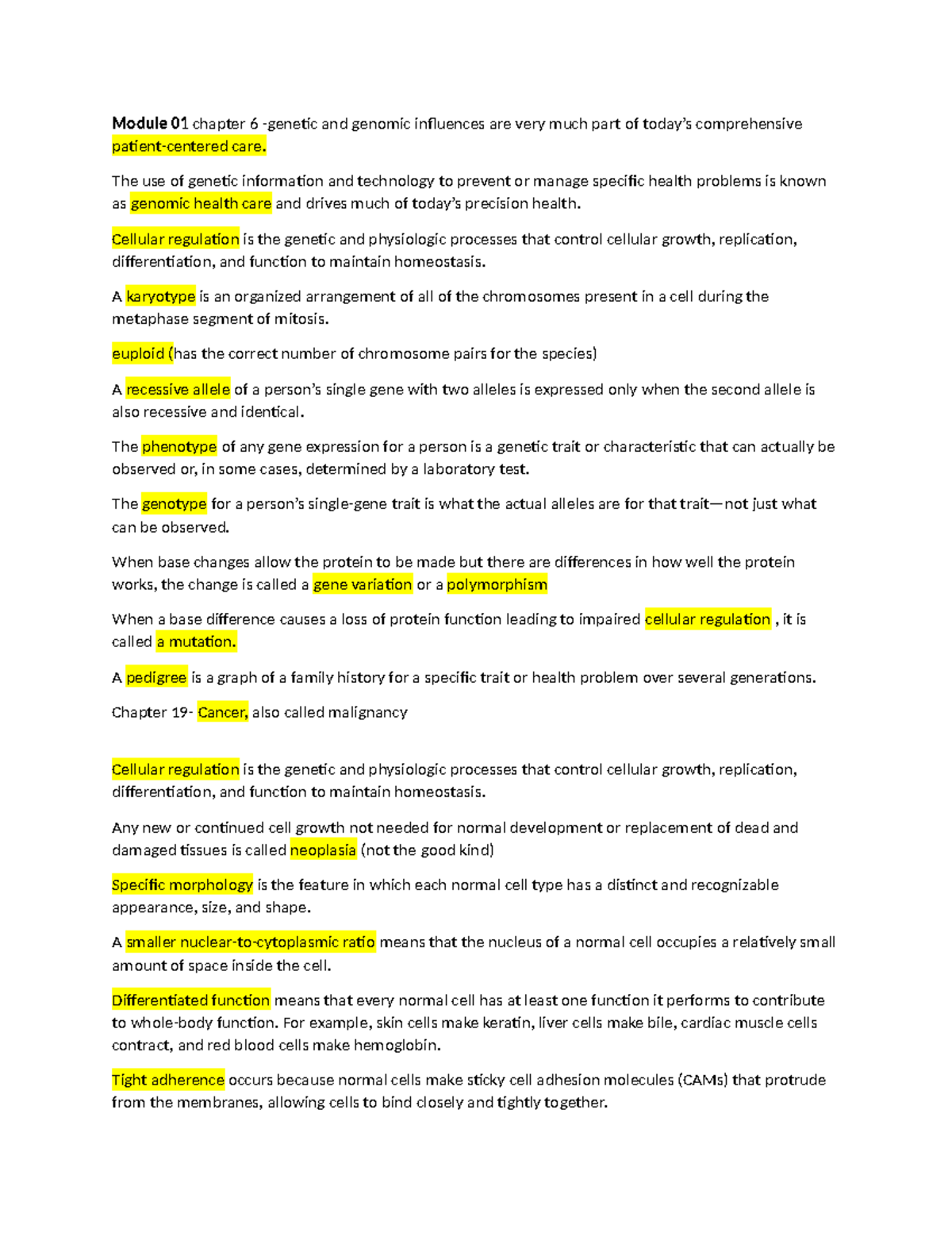 Mdc2 final review - study guide - Module 01 chapter 6 -genetic and ...