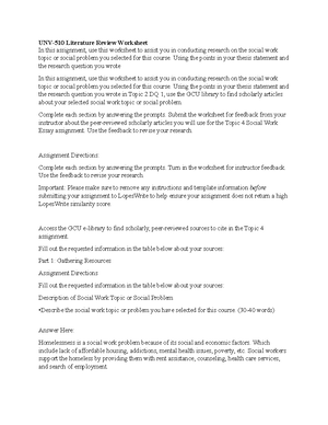 UNV 510- Topic 4 SW Dispo - UNV-510 Topic 4: Social Work Disposition ...