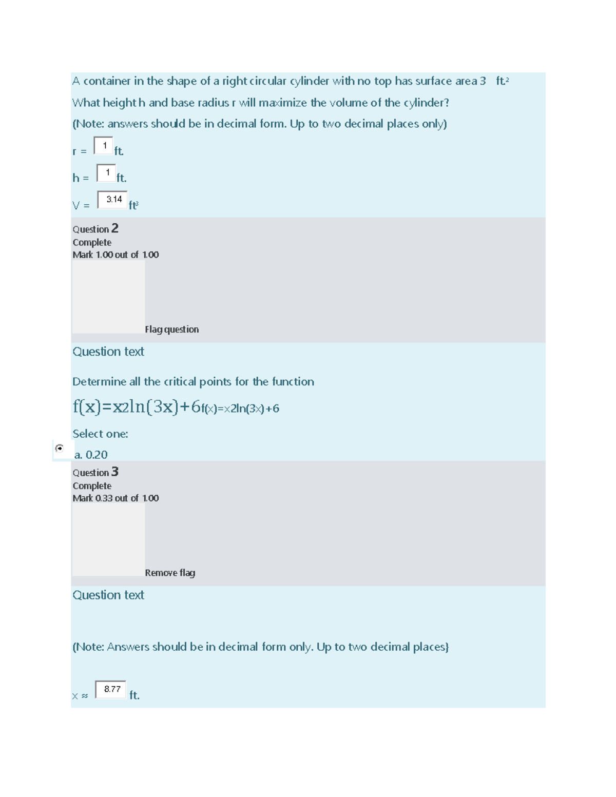 Calculus 2 Finals Quiz 1 by b On - A container in the shape of a right ...
