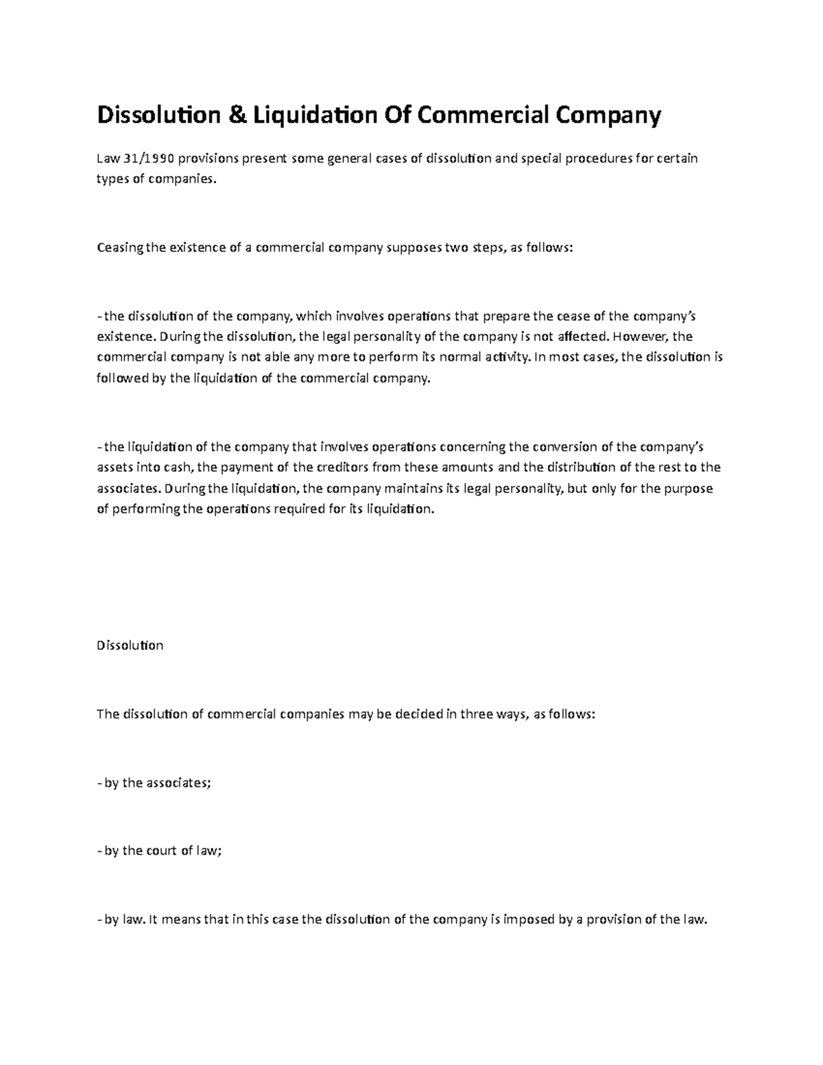12. Dissolution & Liquidation - Dissolution & Liquidation Of Commercial ...