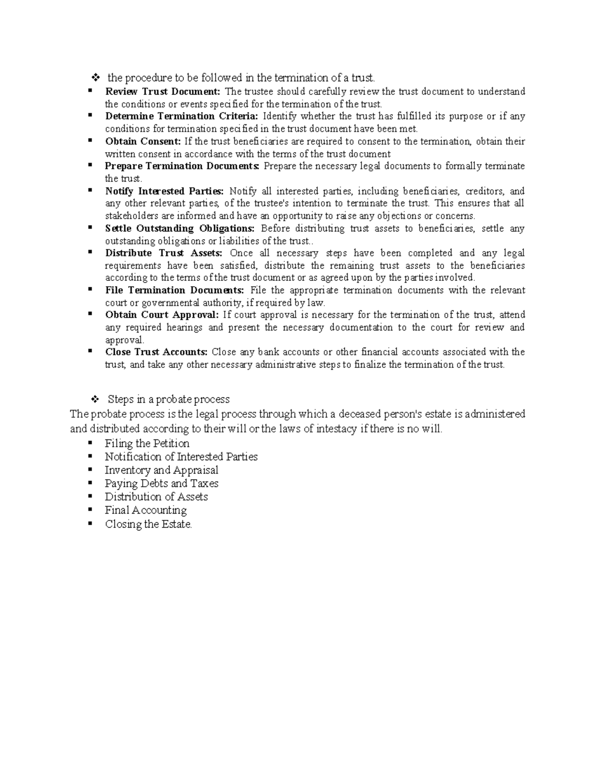 Trust and executorship-t - the procedure to be followed in the ...