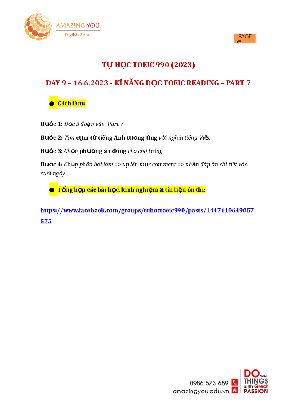 TỰ HỌC Toeic 990 - Day 9 - 16.6 - Toeic Reading Part 7 - T Ự H ỌC TOEIC 990 (2023) DAY 9 – 16.6 ...