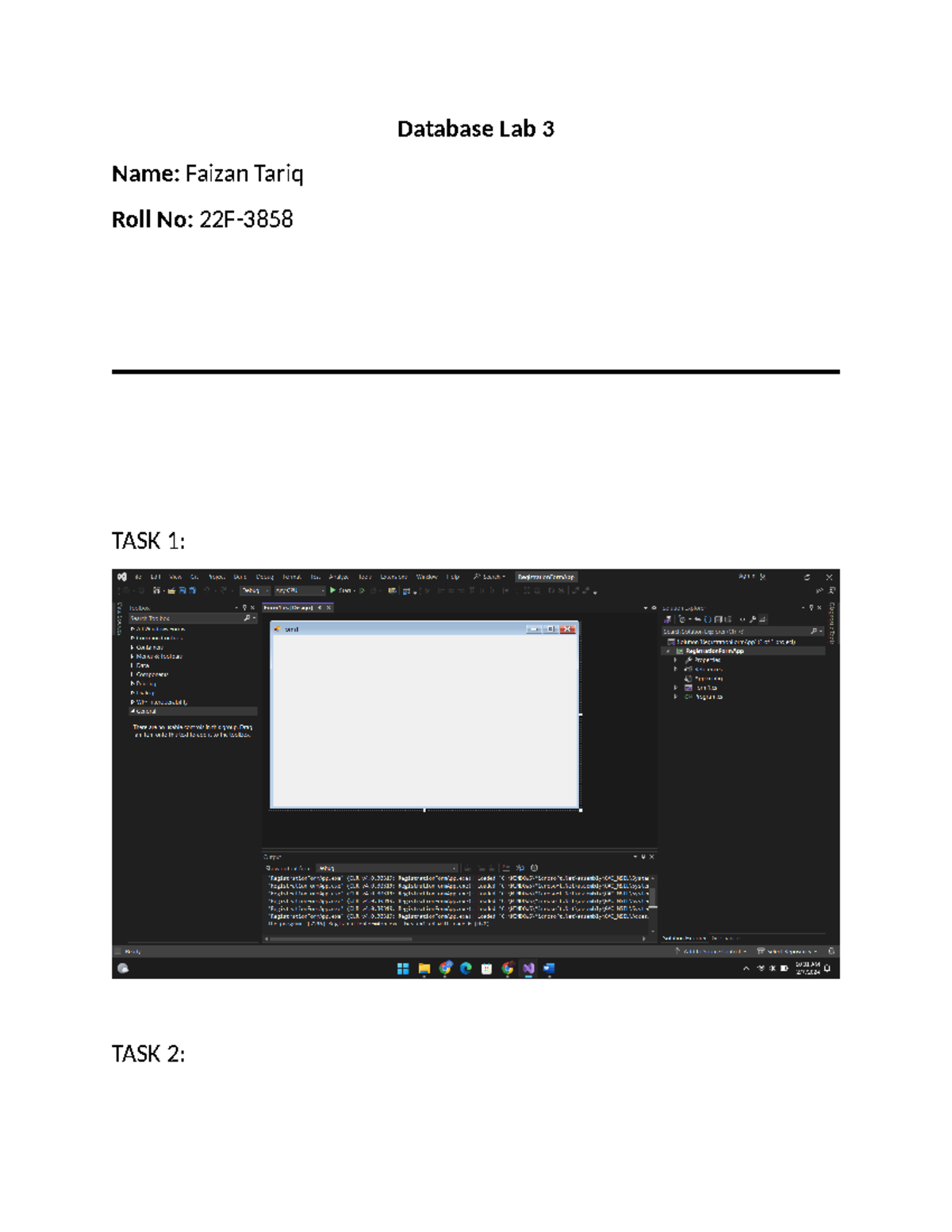 22F-3858 lab3 database - Database Lab 3 Name: Faizan Tariq Roll No: 22F- TASK 1: TASK 2 ...