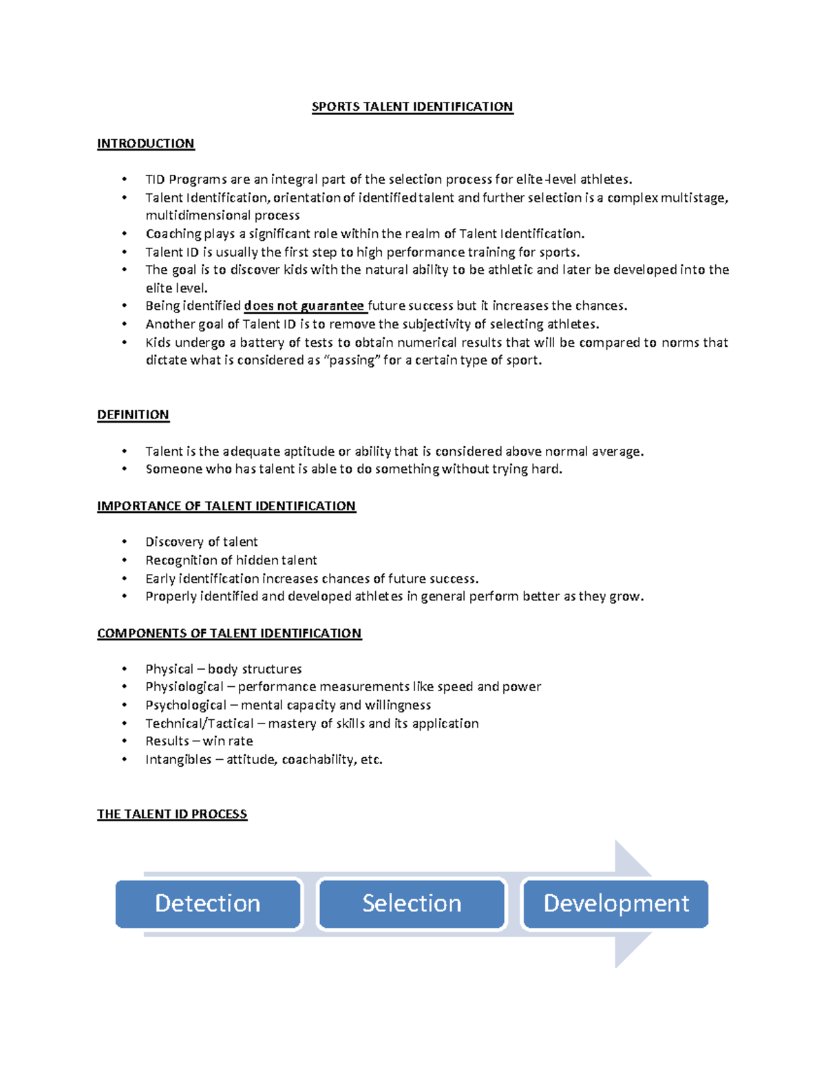 Sports Talent Identification Handouts - SPORTS TALENT IDENTIFICATION ...