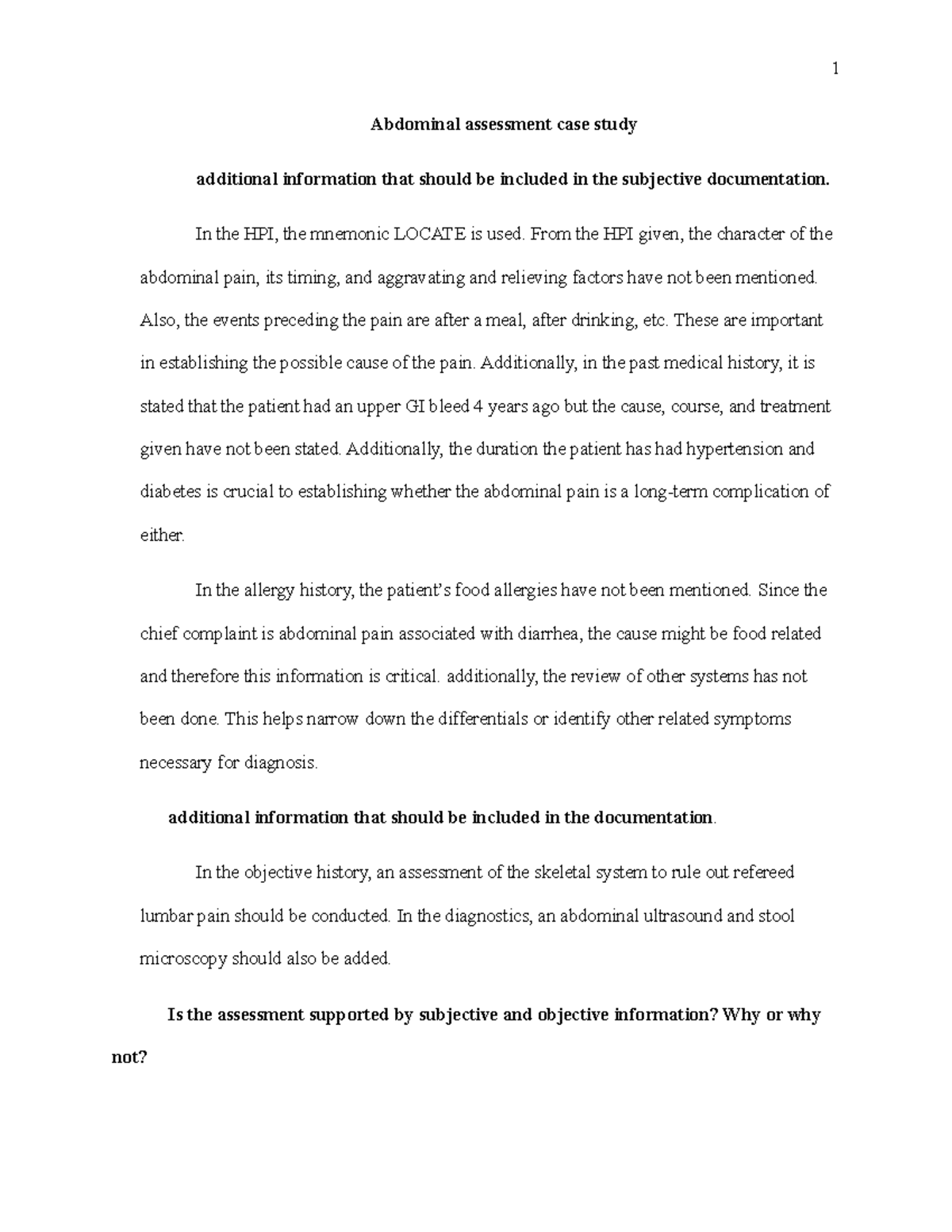 Abdominal assessment - In the HPI, the mnemonic LOCATE is used. From ...