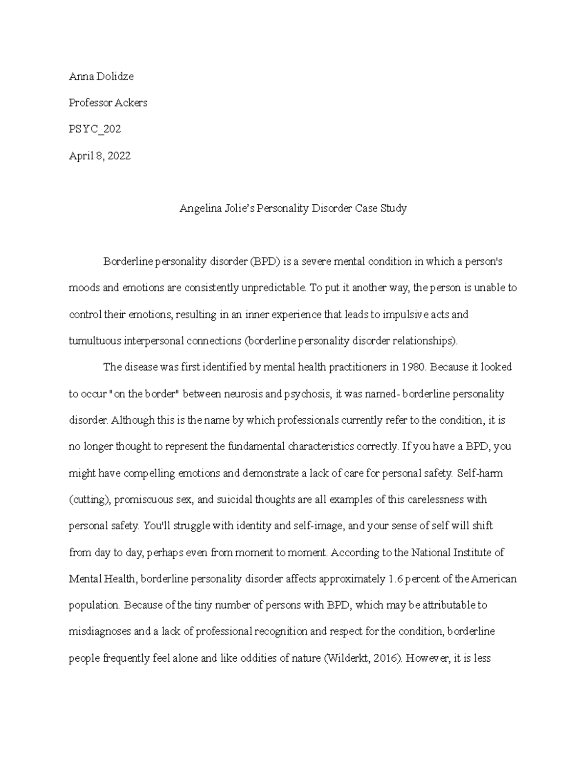 Angelina Jolie’s Personality Disorder Case Study - Anna Dolidze ...