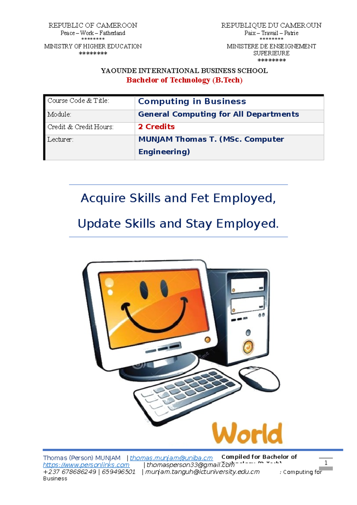 Computing in Business Lecture Notes - Compiled for Bachelor of ... Computing in Business Lecture Notes - Compiled for Bachelor of ...