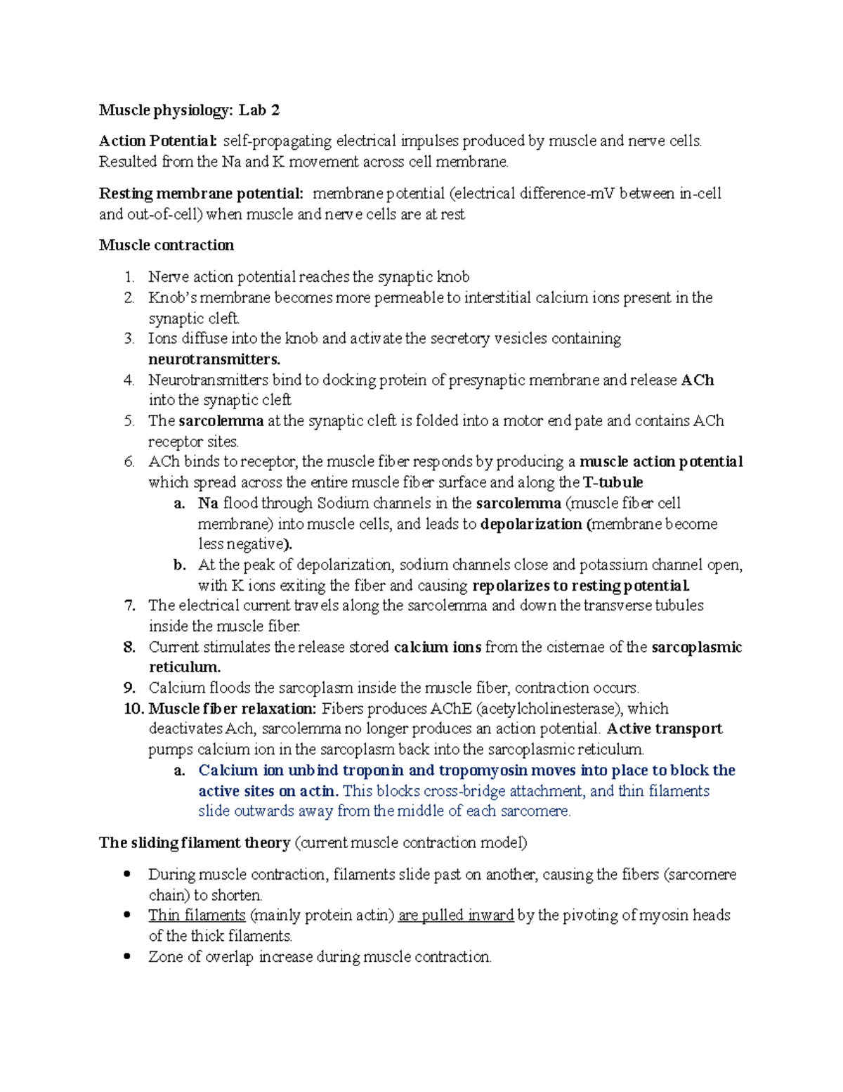Muscle Physiology Notes - Muscle physiology: Lab 2 Action Potential ...