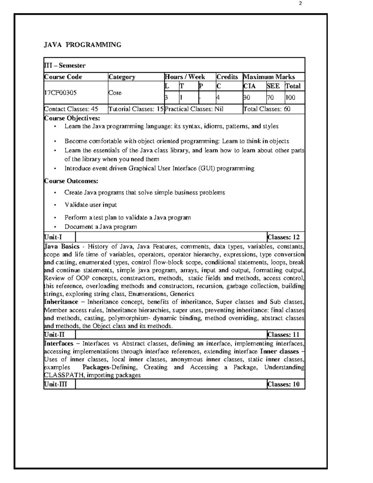 Java Programming Notes Java Programming Iii Semester Course Code 3563