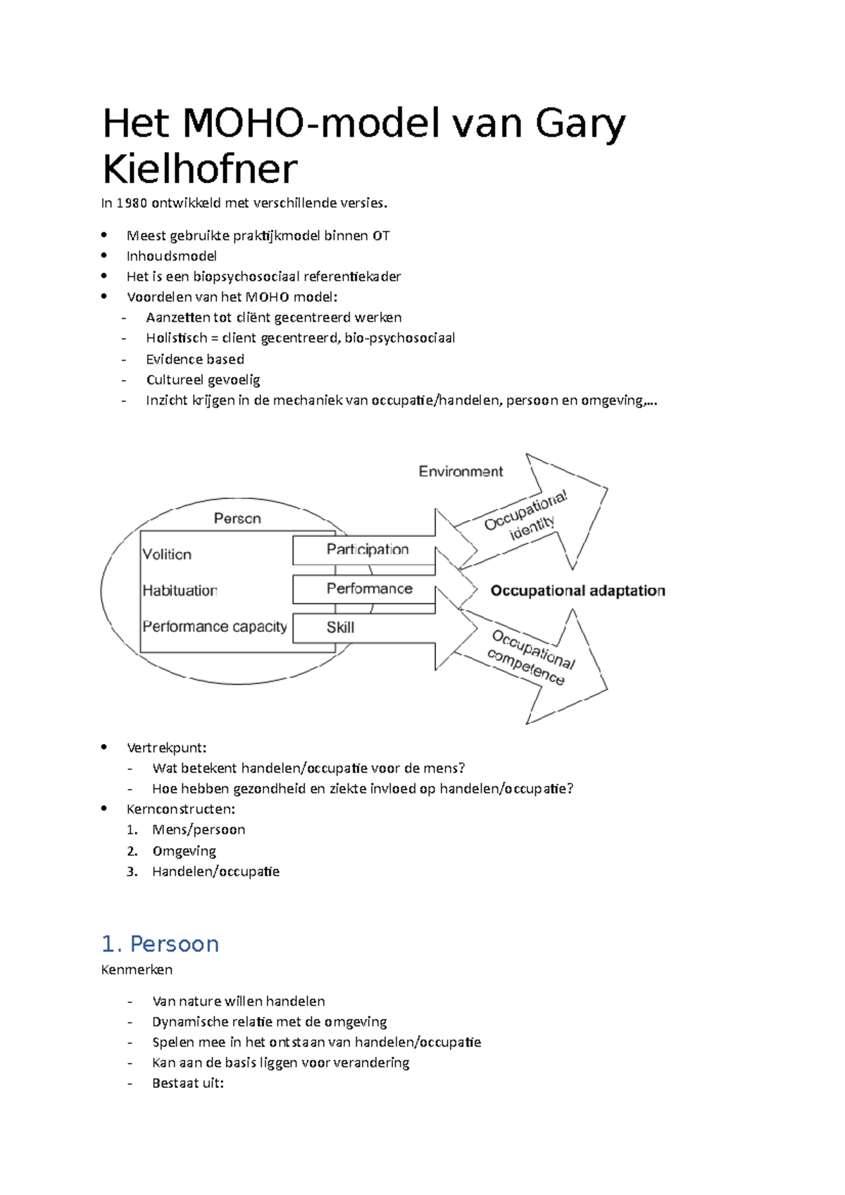 MOHO-model - samenvatting MOHO-model - Het MOHO-model van Gary ...