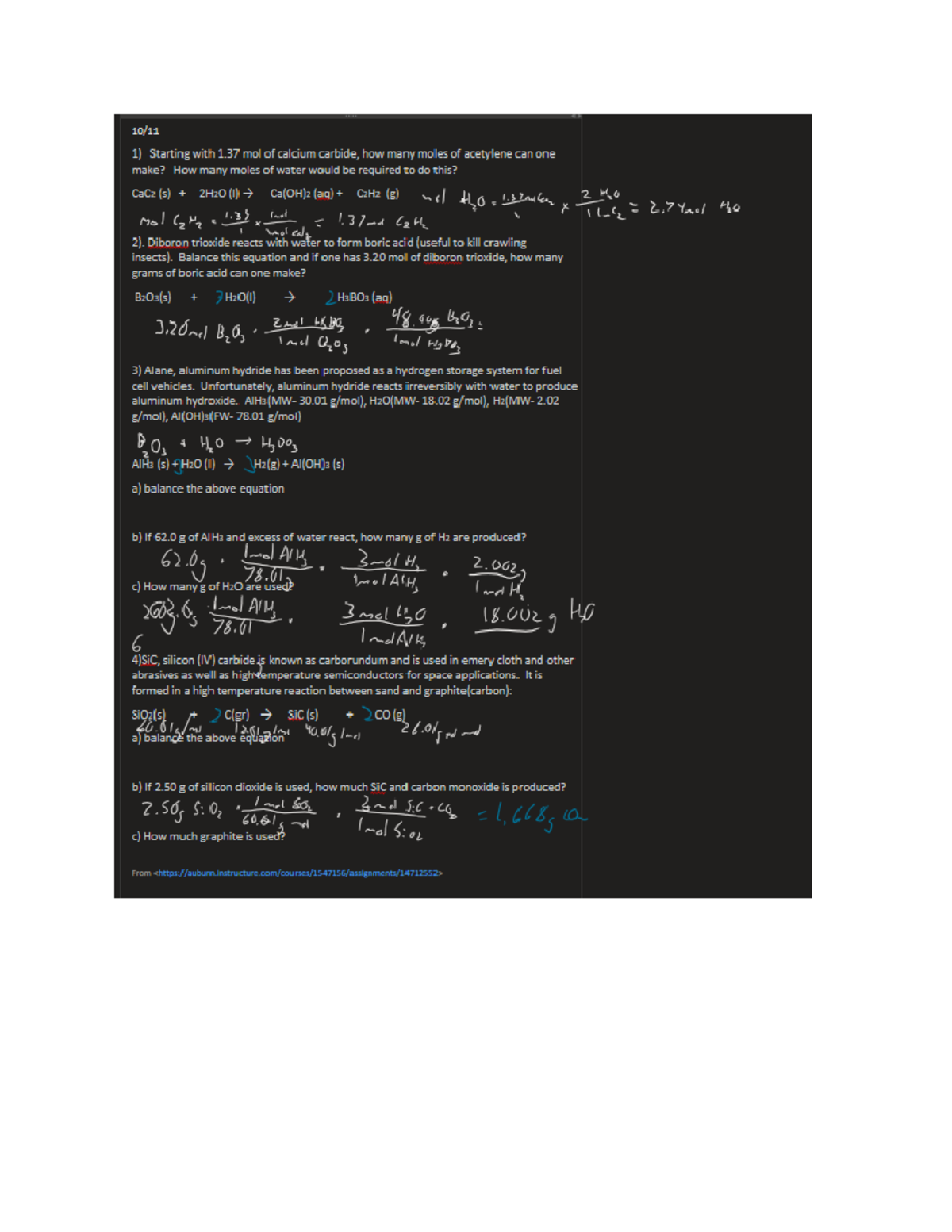 Chem Practice for chapters 4, 5, 6 and 7 - CHEM 1030 - Studocu