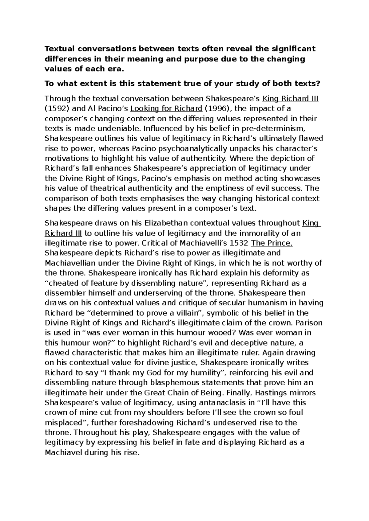 Richard Mod A, Textual conversations show the changing meaning due to ...