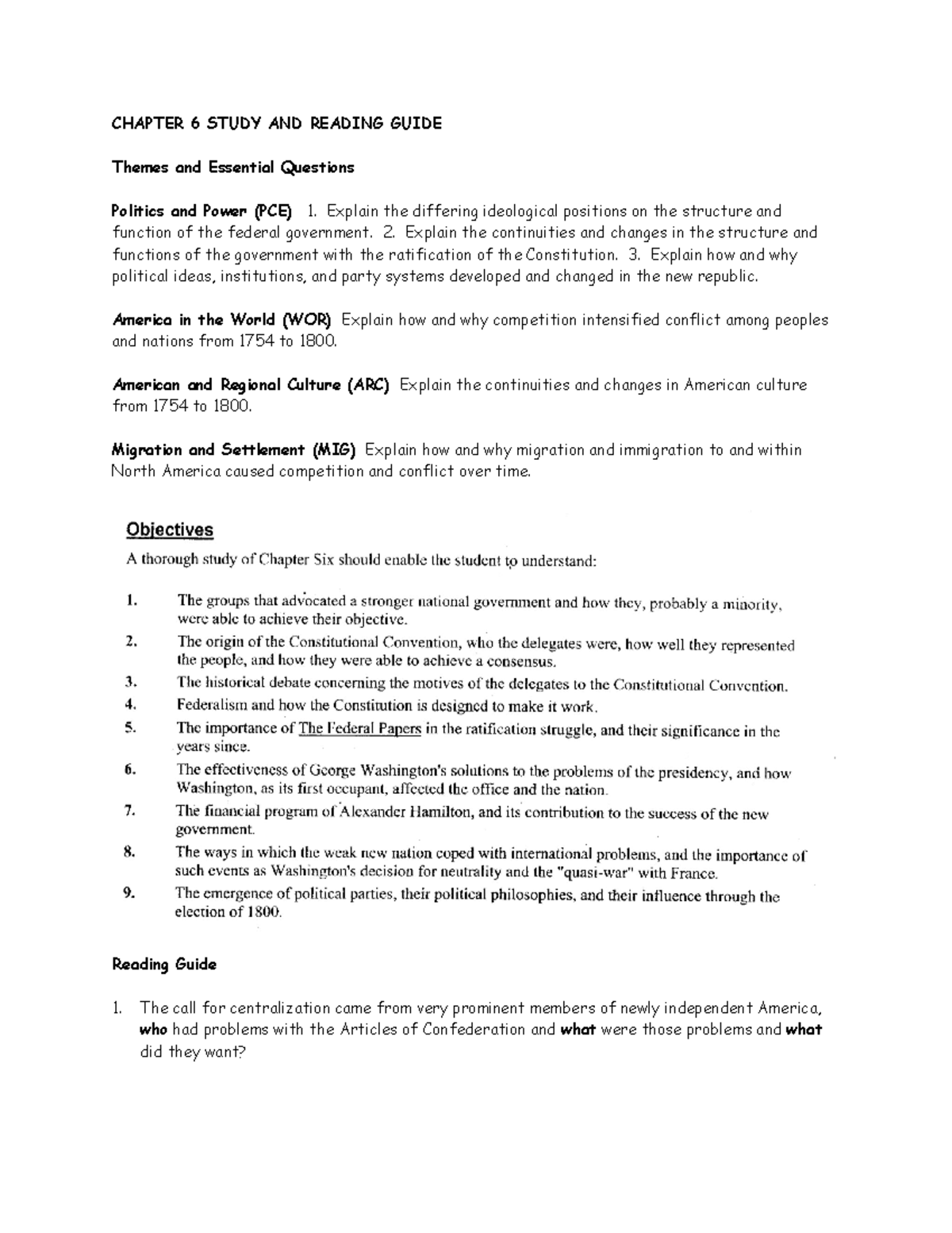 Ch 6 Guide- Beginning of the US government - CHAPTER 6 STUDY AND ...