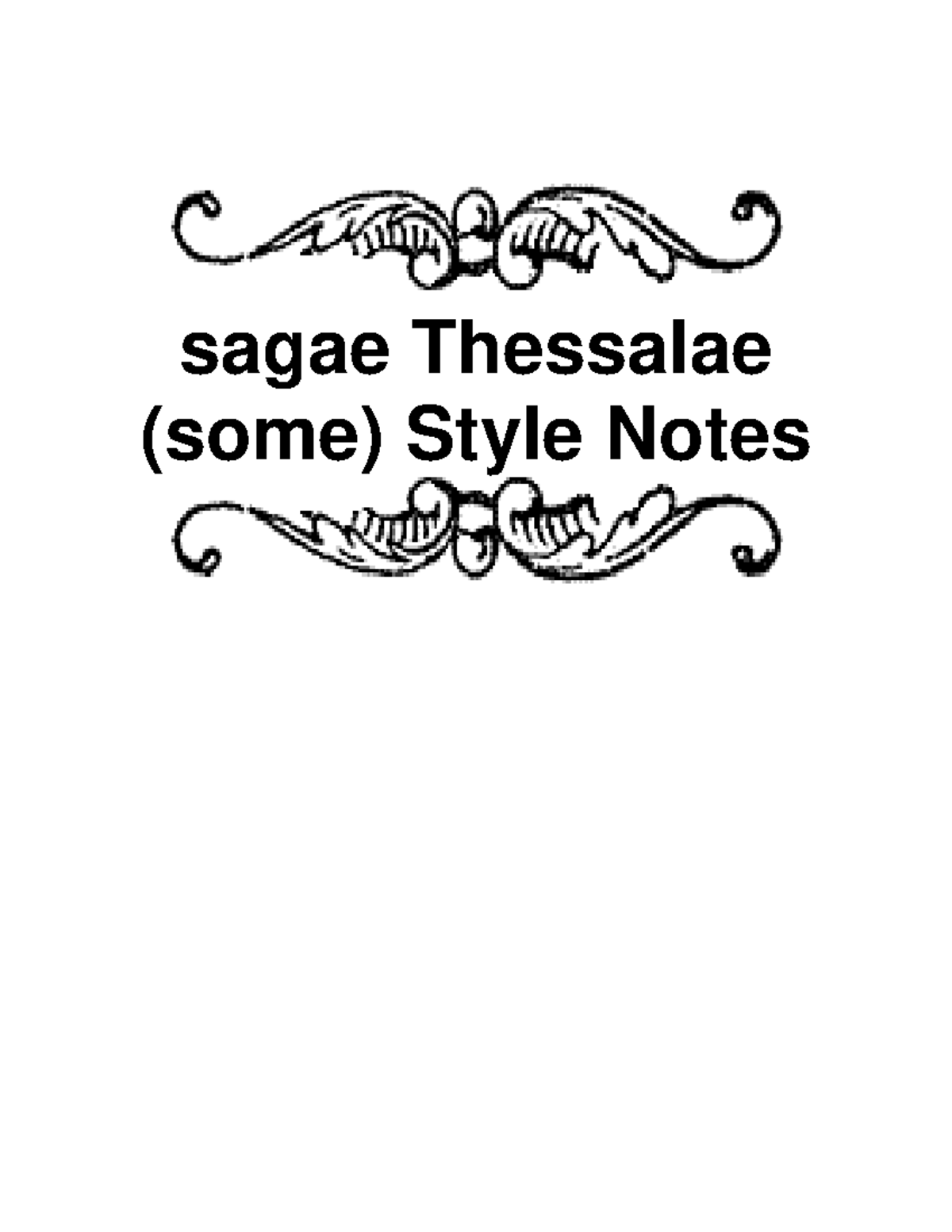 Sagae Thessalae style notes - sagae Thessalae (some) Style Notes Mileto ...
