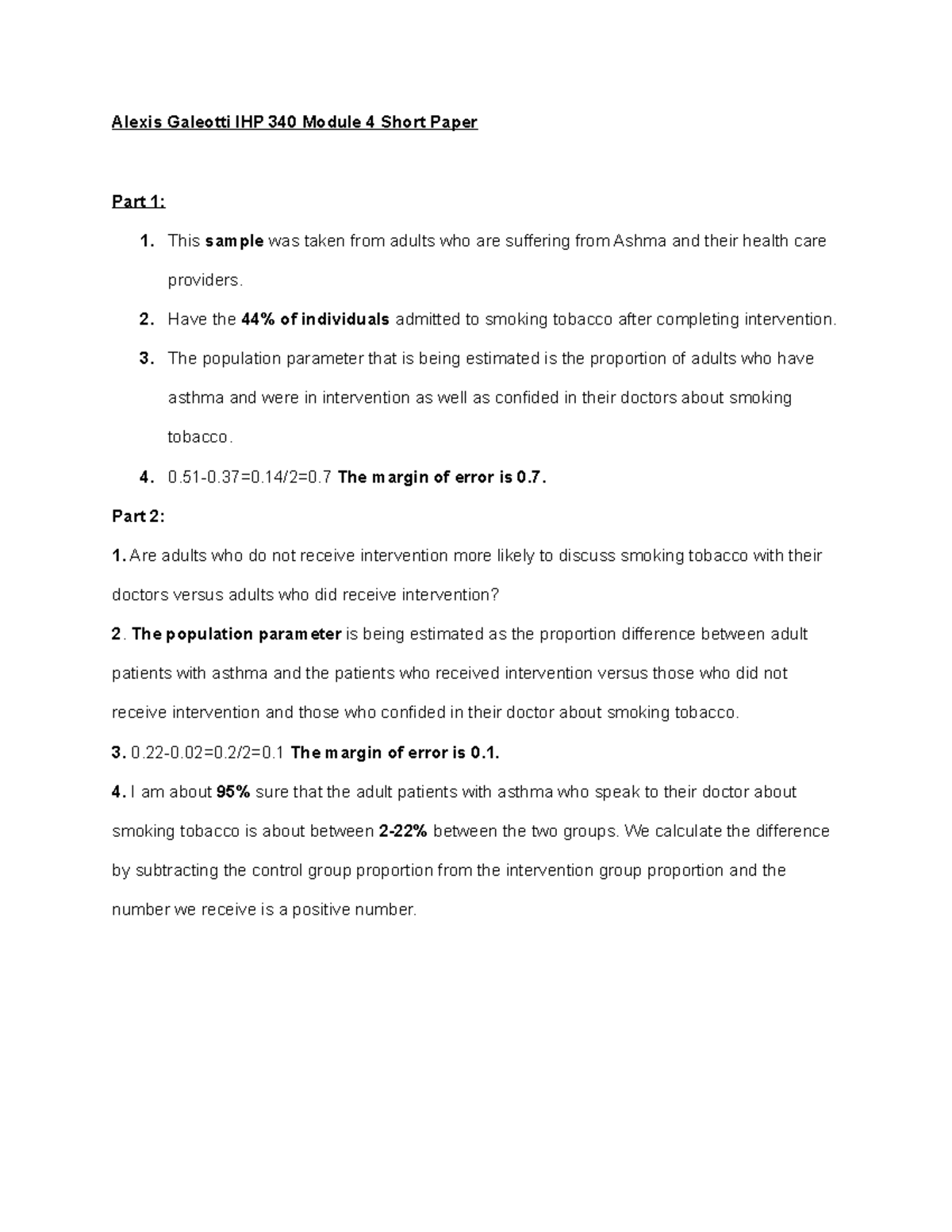 Alexis Galeotti IHP 340 Module 4 Short Paper - Alexis Galeotti IHP 340 ...