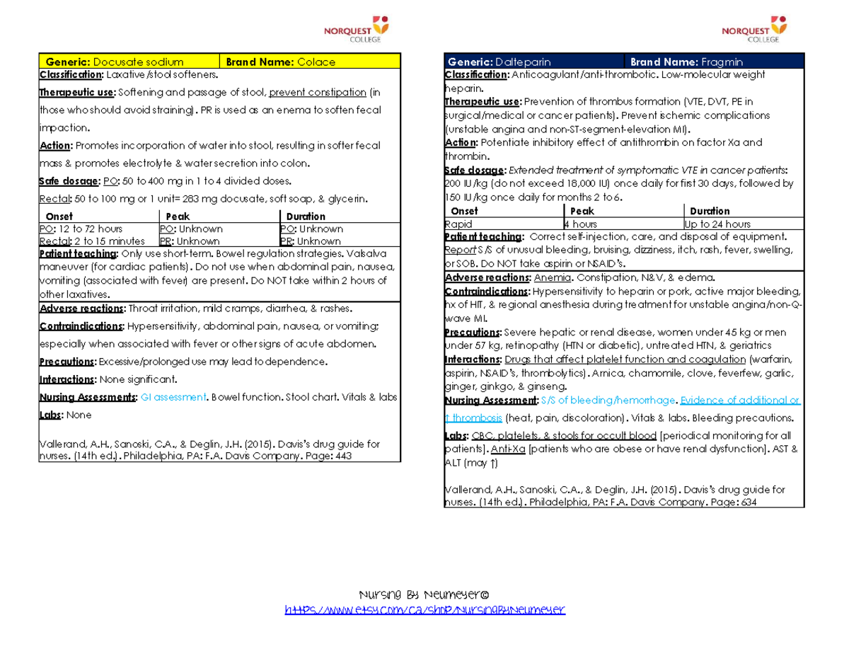 Med cards starting with D PDF - Nursing By Neumeyer© Generic: Docusate ...