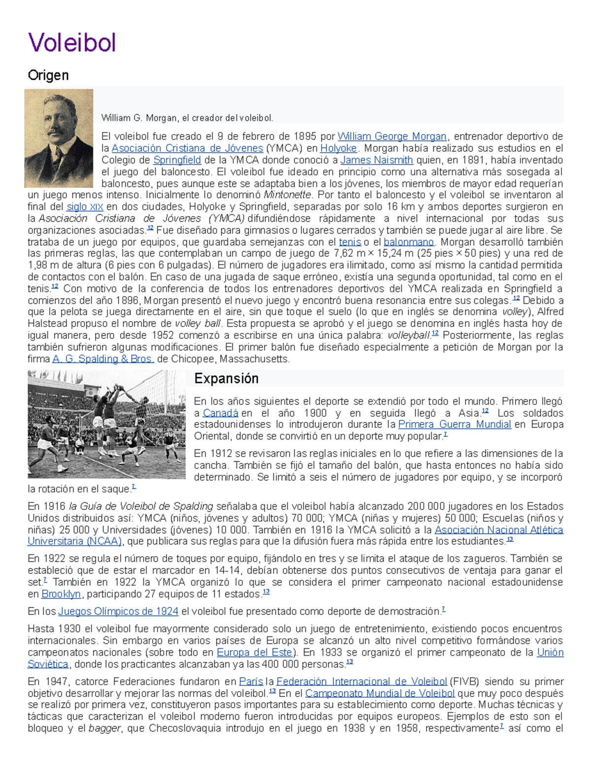 Voleibol - apuntes de investigacion - Voleibol Origen William G. Morgan ...