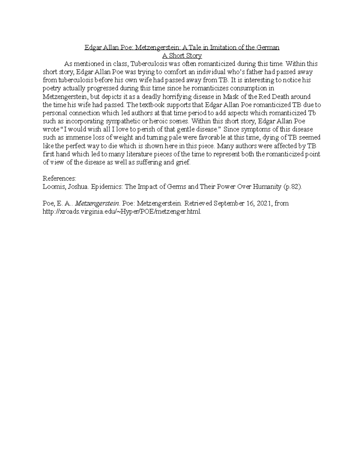 Edgar Allan Poe - Epidemics Assignment Review for Exam - Edgar Allan ...