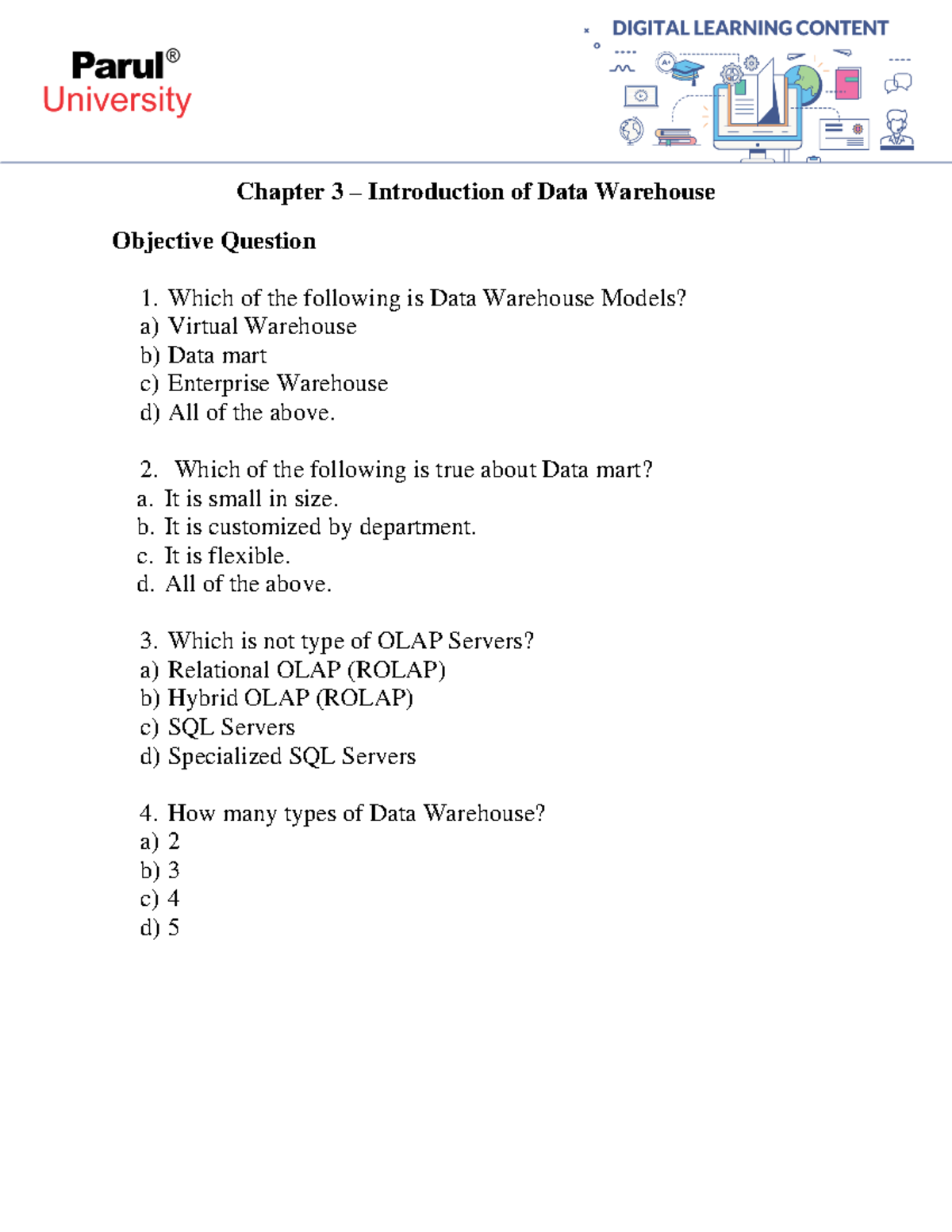 DM - Assignment 3 (Questions) - Chapter 3 – Introduction of Data ...