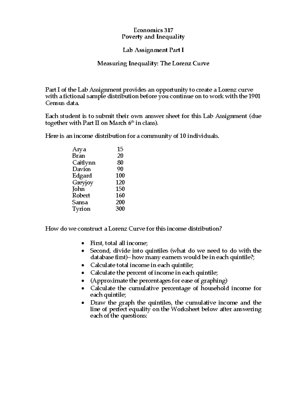 317 Class Lab Session Parts 1 and 2 Worksheet - Economics 317 Poverty ...