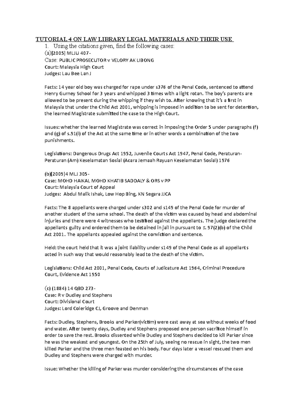 Tutorial 4 Legal Method - MMU - Studocu