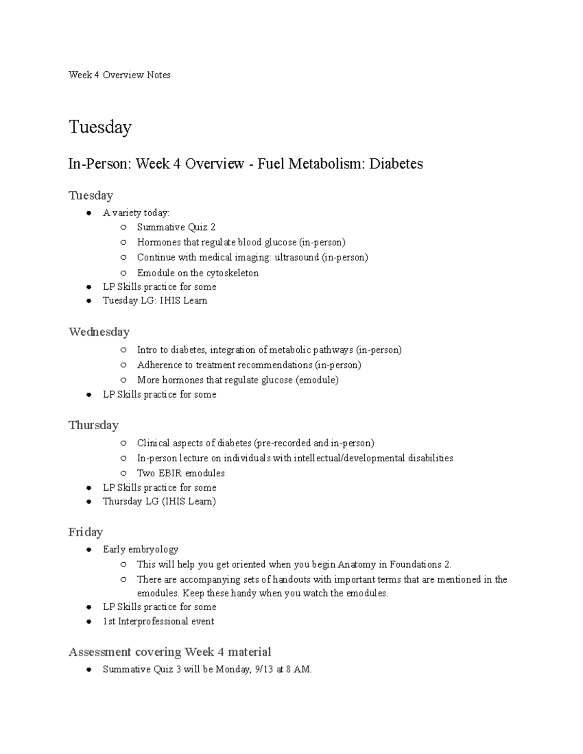Week 4 Overview Notes - Foundations 1, Week 4 outline of all lectures ...