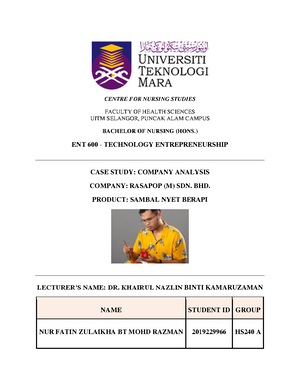 ENT600 INDIVIDUAL CASE STUDY - COMPANY ANALYSIS EASMED SDN BHD ...