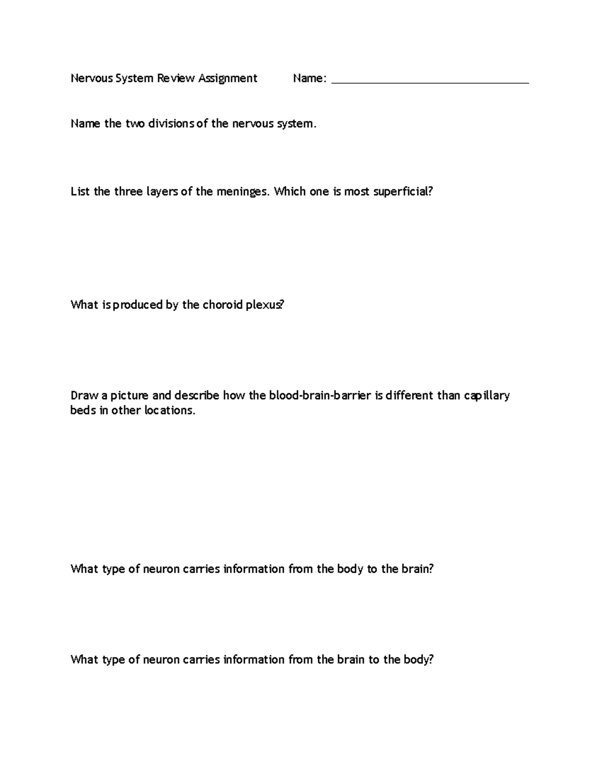 Nervous System Review Assignment - List the three layers of the ...