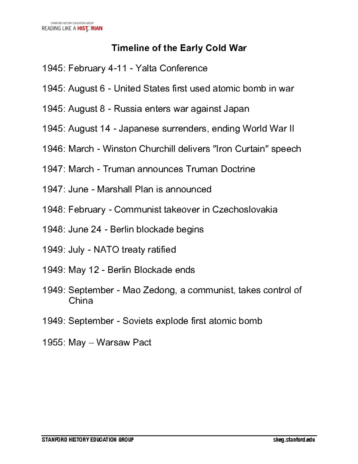 Cold War Activity - Timeline of the Early Cold War 1945: February 4-11 ...