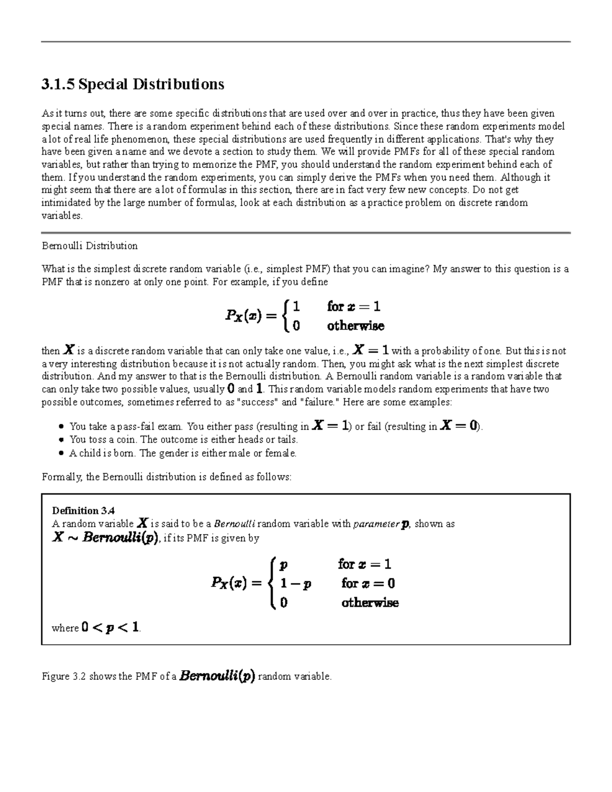 Special Distributions - 3.1 Special Distributions As it turns out ...