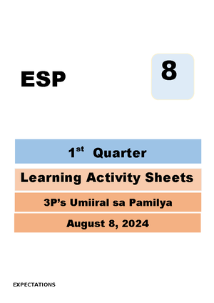 LAS ESP Q1 Mod1(Aug1) - study notes - Impluwensyang Hatid ng Pamilya ...