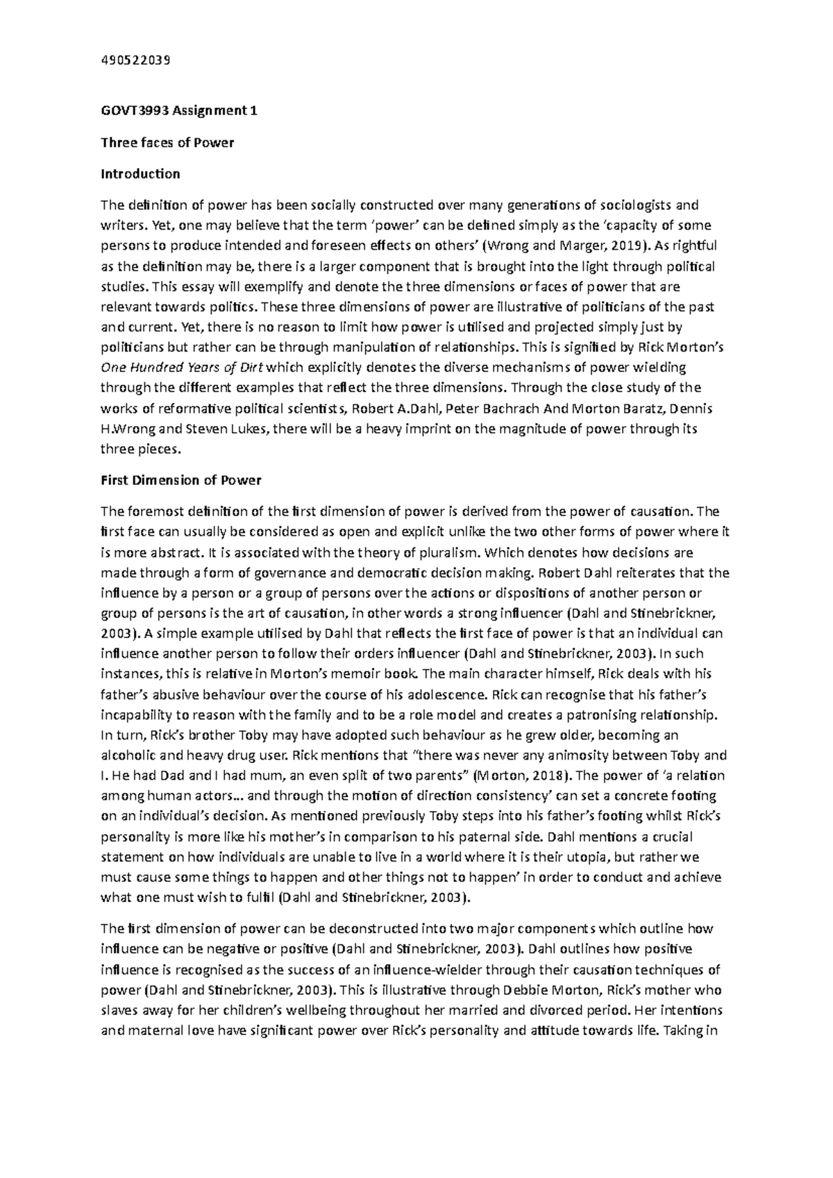 GOVT3993 Assignment 1 490522039 - 490522039 GOVT3993 Assignment 1 Three ...