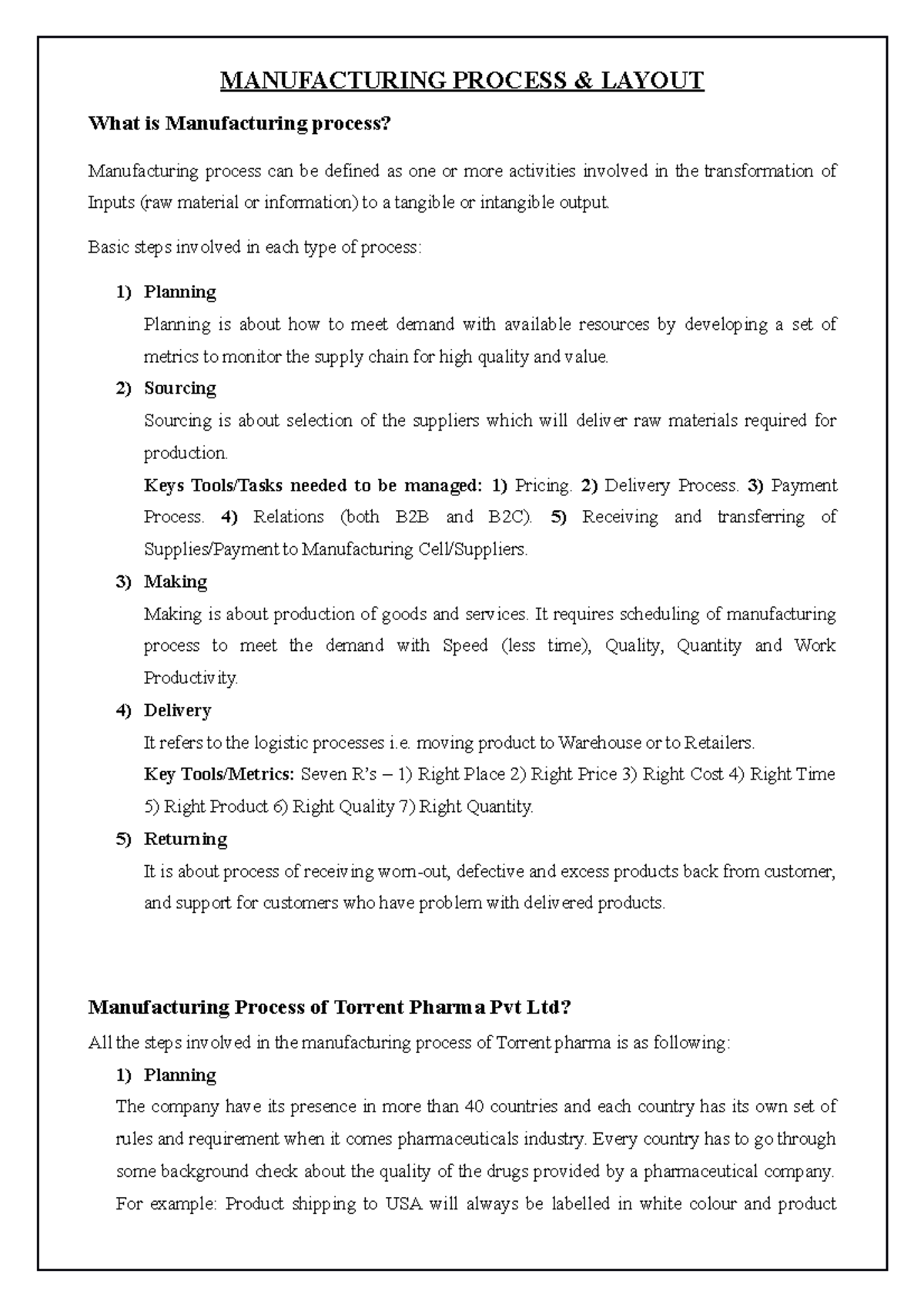 Manufacturing Process - MANUFACTURING PROCESS & LAYOUT What is ...