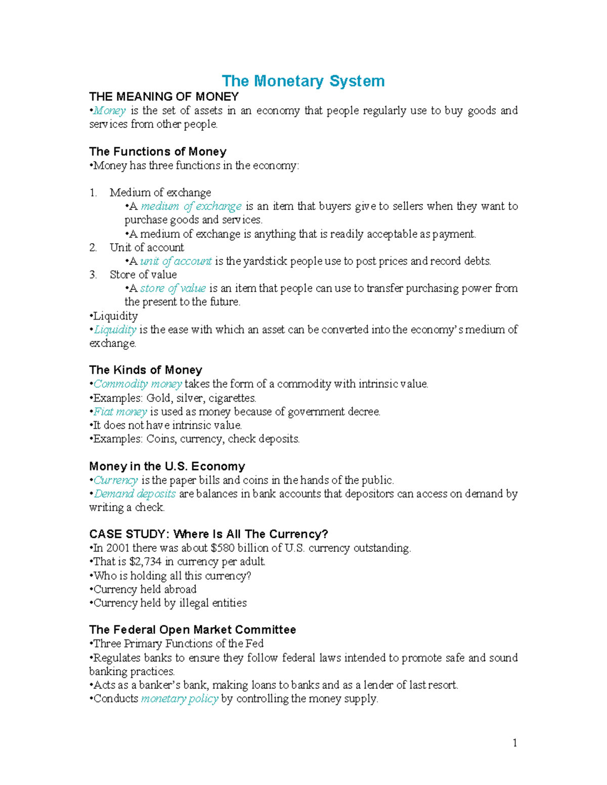 The monetary system - Principles of Macroeconomics - The Monetary ...