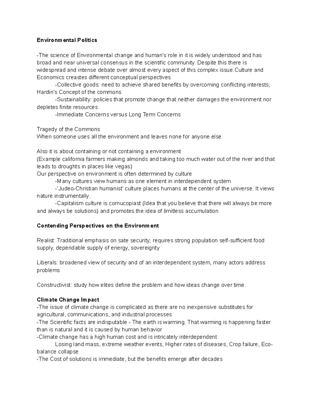 Lecture Notes 10 - Environmental Politics -The science of Environmental ...