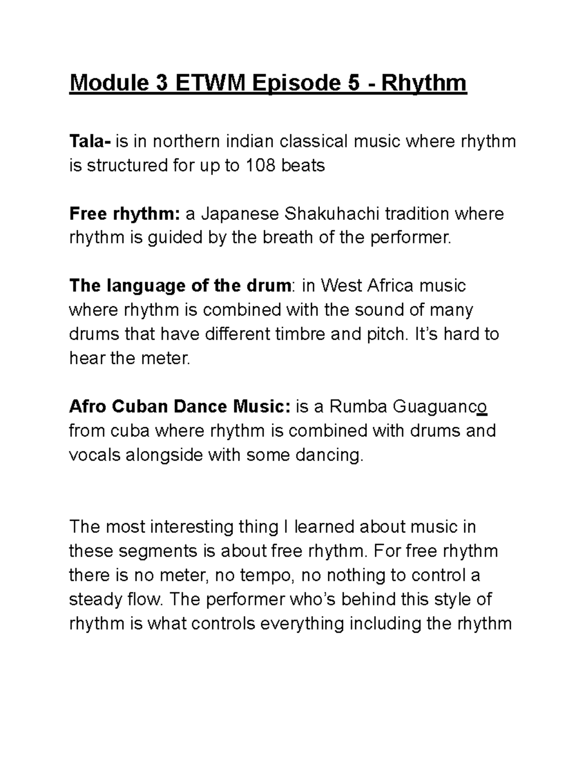 Module 3 ETWM Episode 5 - Rhythm - Module 3 ETWM Episode 5 - Rhythm ...