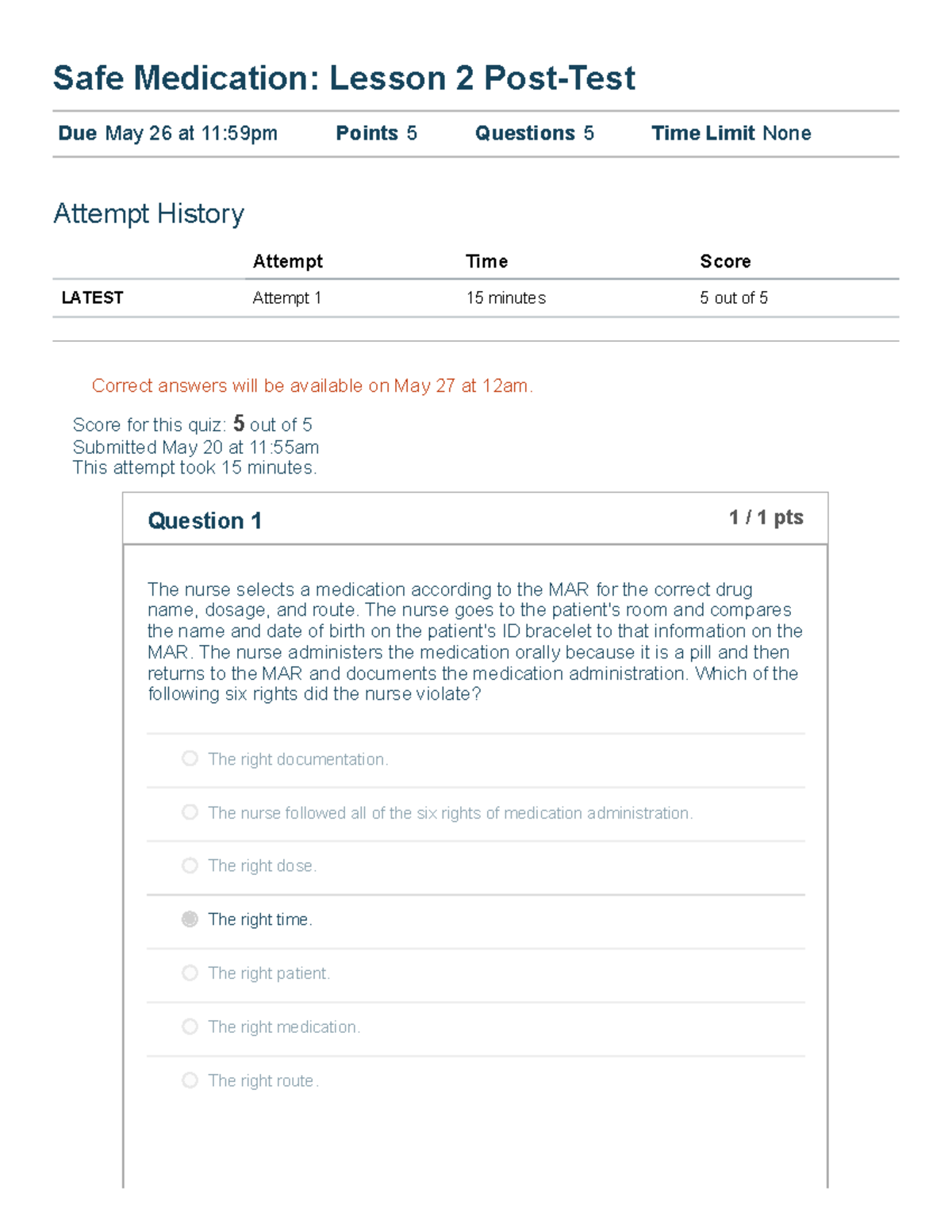 Safe Medication Lesson 2 Post-Test - Safe Medication: Lesson 2 Post ...