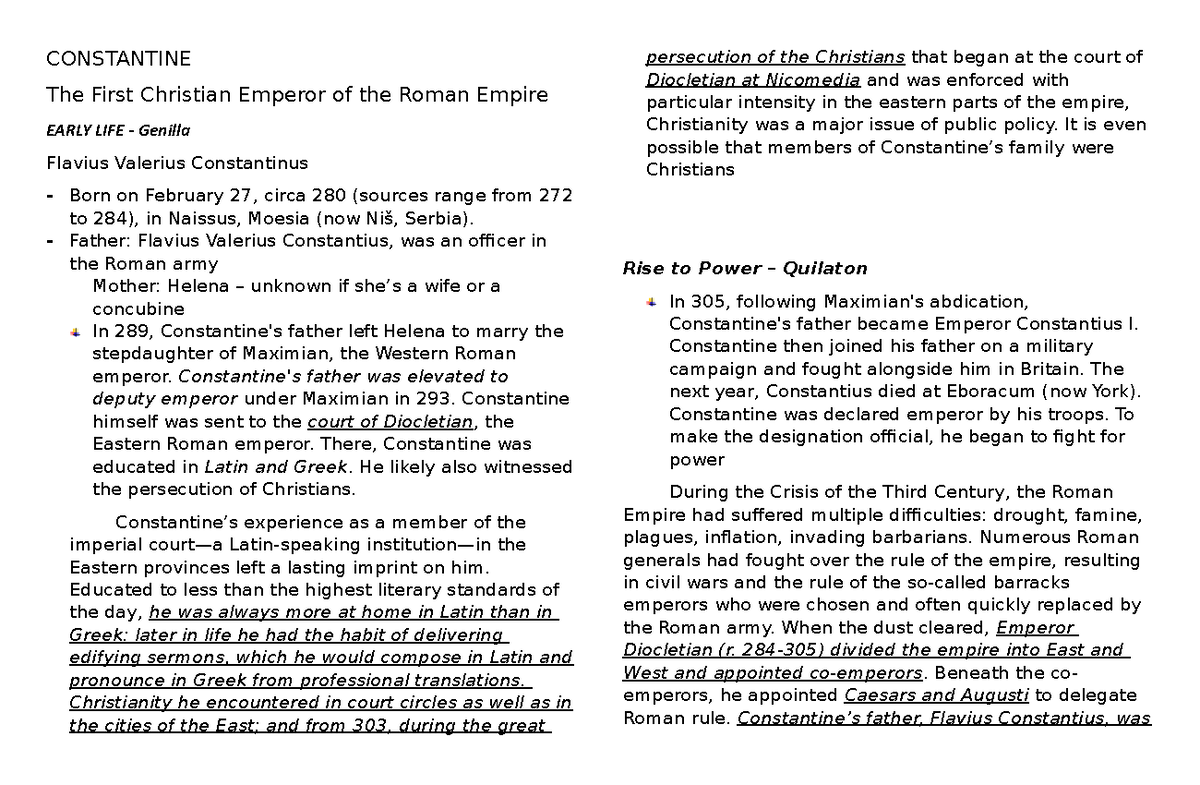 Constantine - CONSTANTINE The First Christian Emperor of the Roman ...