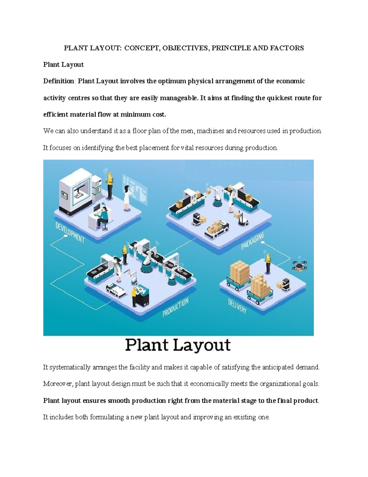 Plant Layout - pratical summary - PLANT LAYOUT: CONCEPT, OBJECTIVES ...