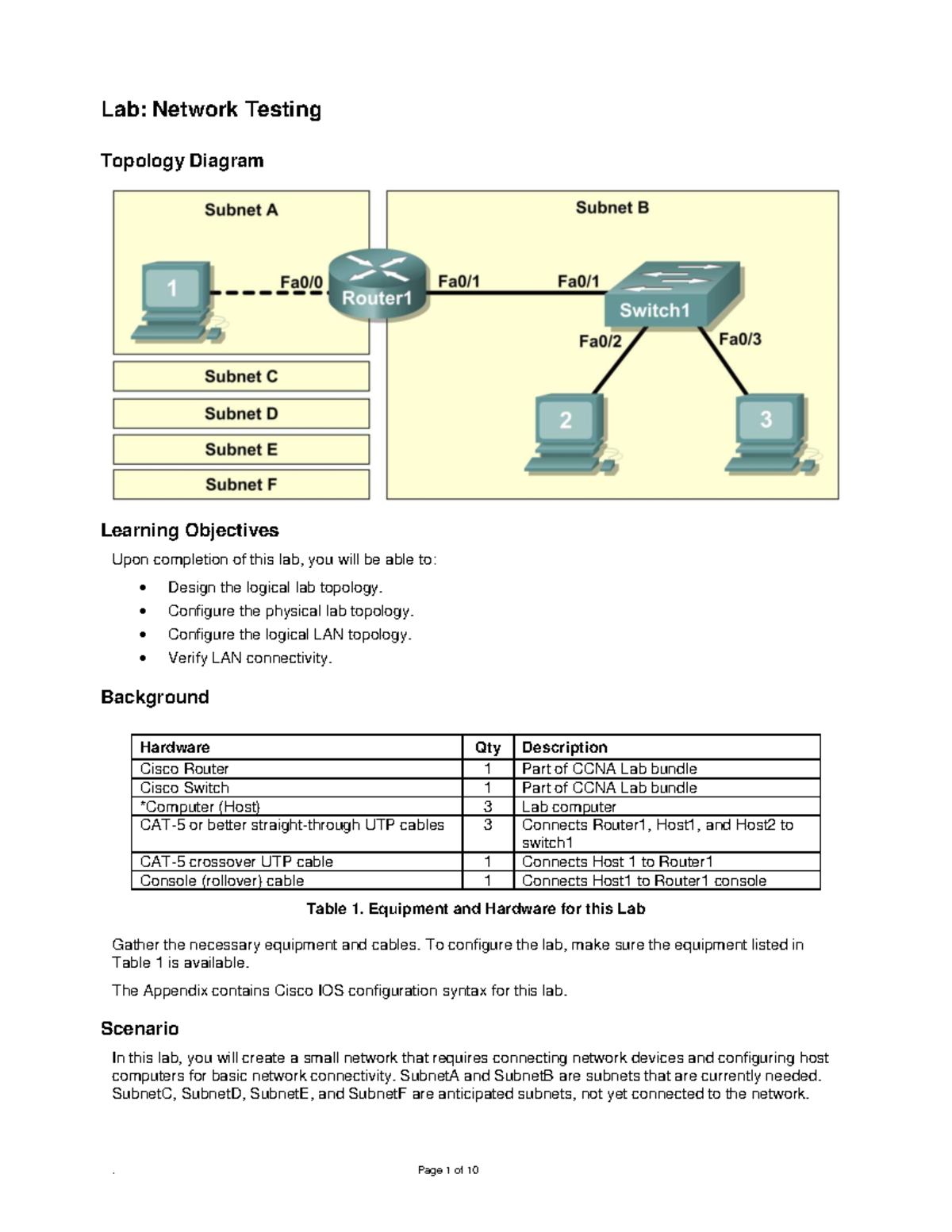Week 9 Configuring and Testing Your Network Lab - Lab: Network Testing ...