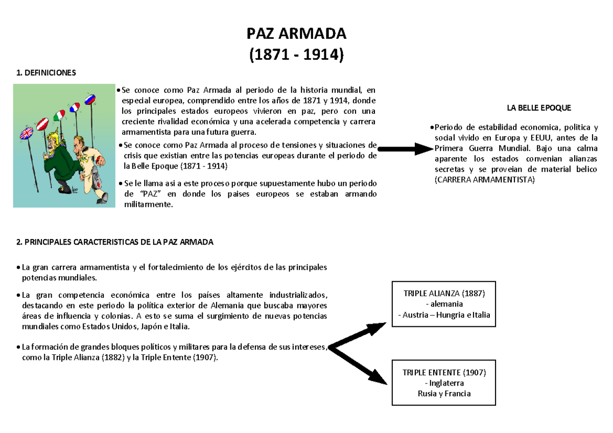 LA PAZ ARMADA HISTORIA - PAZ ARMADA ( 1871 - 1914 ) Se conoce como Paz Armada al proceso de ...